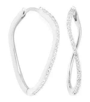 ASTRID & MIYU White Gold And White Topaz Infinity Hoop Earrings - Silver