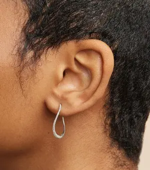 ASTRID & MIYU White Gold And White Topaz Infinity Hoop Earrings