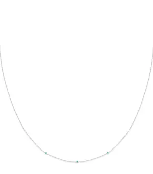 ASTRID & MIYU White Gold And Emerald Charm Necklace - Silver