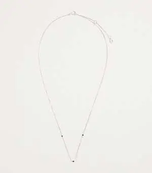 ASTRID & MIYU White Gold And Emerald Charm Necklace - Silver