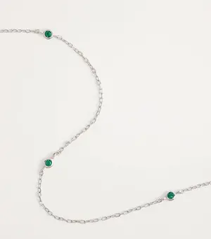 ASTRID & MIYU White Gold And Emerald Charm Necklace - Silver