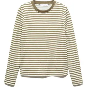 Mango Stripe Long Sleeve Top - Beige Stripe