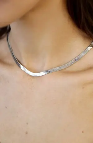 Ettika Brooklyn Snake Chain Necklace - Rhodium