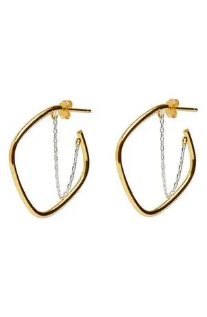Argento Vivo Square Chain Hoop Earrings - Gold/sil
