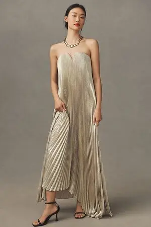 L'IDEE Strapless Maxi Gown - Gold