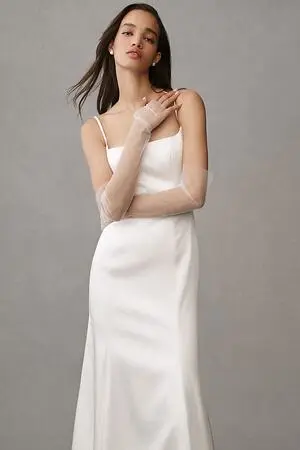 Jenny Yoo Ronnie Fitted Stretch Satin Gown