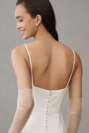 Jenny Yoo Ronnie Fitted Stretch Satin Gown