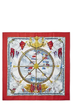 Hermès Multicolor 'vive Le Vent' Silk Scarf 90 - Red