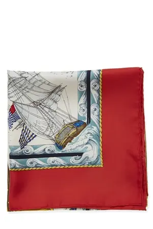 Hermès Multicolor 'vive Le Vent' Silk Scarf 90 - Red