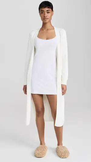 Barefoot Dreams Ribbed Knit Long Cardigan - Pearl