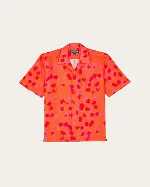 Vilebrequin New Leopard Linen Camp Shirt - Apricot