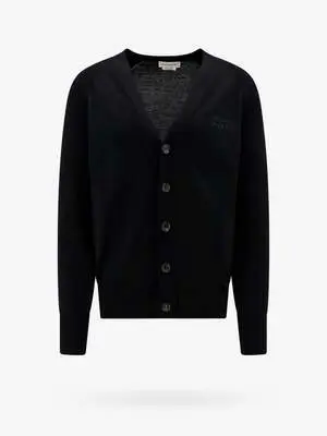 Alexander McQueen Wool Cardigan With Logo Embroidery