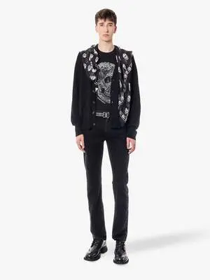 Alexander McQueen Wool Cardigan With Logo Embroidery