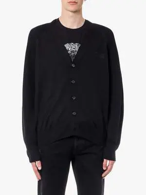 Alexander McQueen Wool Cardigan With Logo Embroidery