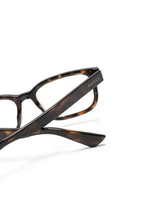Gucci Tortoiseshell Rectangle-frame Glasses