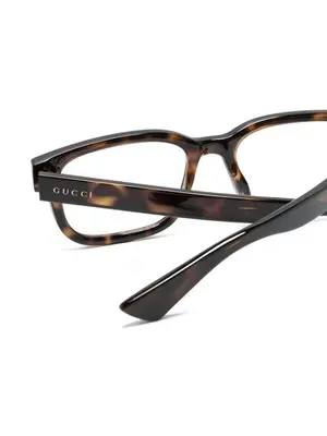 Gucci Tortoiseshell Rectangle-frame Glasses