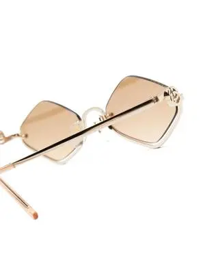 Gucci Geometric Half-rim Sunglasses