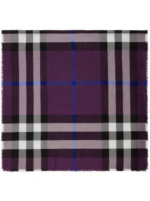 Burberry Raw-cut Checked Scarf - Purple
