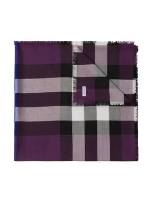 Burberry Raw-cut Checked Scarf - Purple