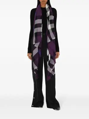 Burberry Raw-cut Checked Scarf - Purple