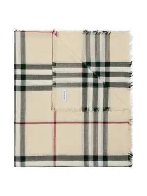 Burberry Raw-cut Checked Wool Scarf