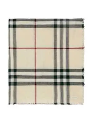 Burberry Raw-cut Checked Wool Scarf