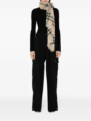 Burberry Raw-cut Checked Wool Scarf
