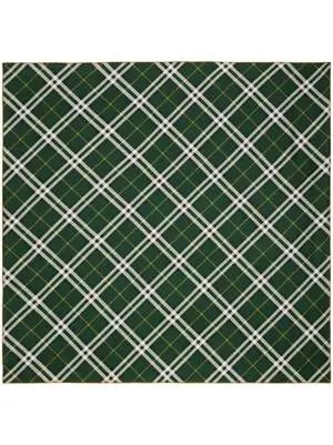 Burberry Checked Silk Scarf - Green