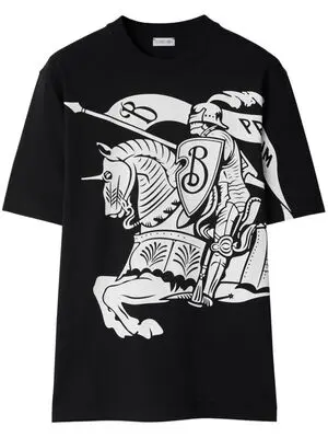 Burberry Equestrian Knight-print Cotton T-shirt - Black