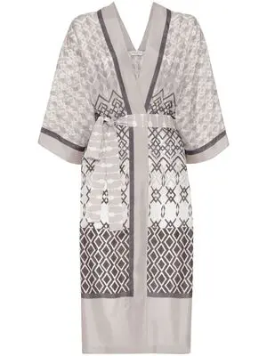 Brunello Cucinelli Geometric Print Silk Robe