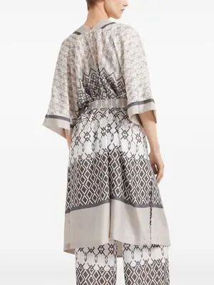 Brunello Cucinelli Geometric Print Silk Robe
