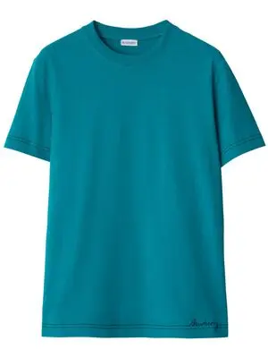 Burberry Contrast-stitching Cotton T-shirt - Blue
