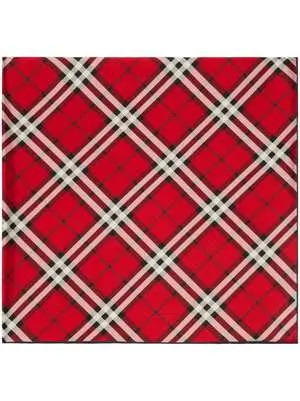 Burberry Checked Silk Scarf - Red