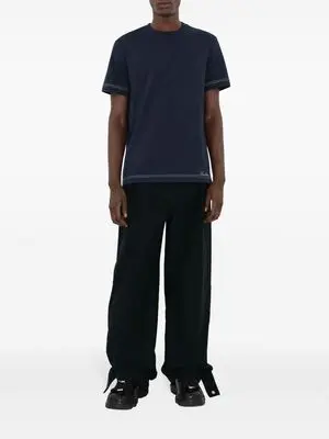 Burberry Contrast-stitching Cotton T-shirt - Blue