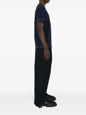 Burberry Contrast-stitching Cotton T-shirt - Blue