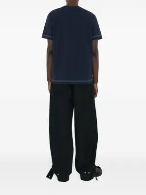 Burberry Contrast-stitching Cotton T-shirt - Blue
