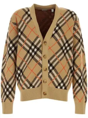 Burberry Checked Cardigan - Neutrals