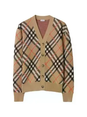 Burberry Check Wool Mohair Blend Cardigan