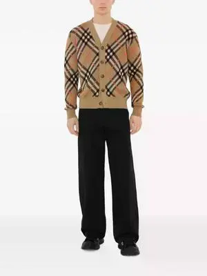 Burberry Check Wool Mohair Blend Cardigan