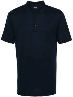 BOSS Logo-embroidered Polo Shirt - Blue