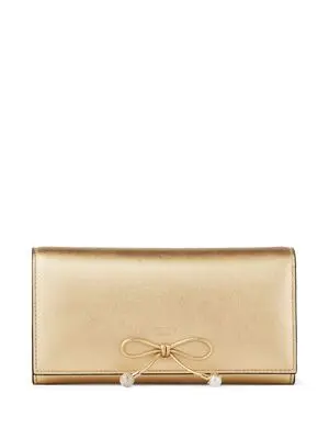 JIMMY CHOO Martina Metallic-effect Wallet - Gold