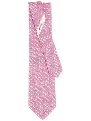 FERRAGAMO Equestrian-print Silk Tie - Pink