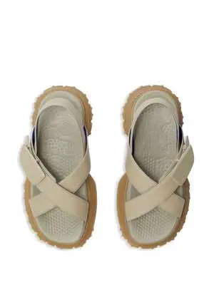 Burberry Crossover Debossed-logo Leather Sandals - Neutrals