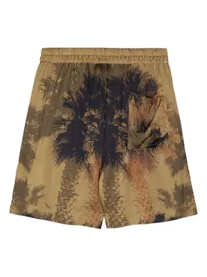 LANEUS Palm Tree-print Bermuda Shorts