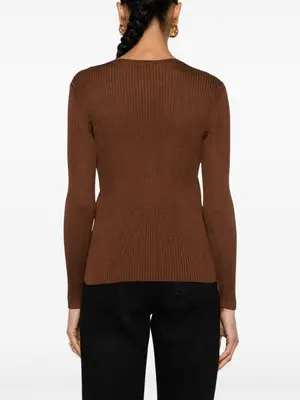 TOM FORD Round-neck Ribbed Cardigan - Brown