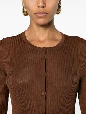 TOM FORD Round-neck Ribbed Cardigan - Brown
