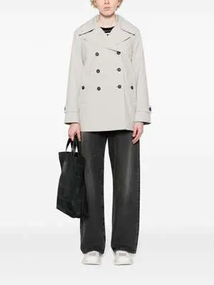 SAVE THE DUCK Logo-appliqué Trench Coat - Grey