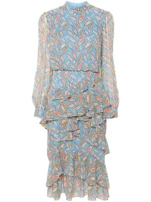 Saloni Ruffled Midi Dress