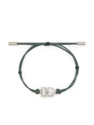 Dolce & Gabbana Logo Charm Cord Bracelet - Green