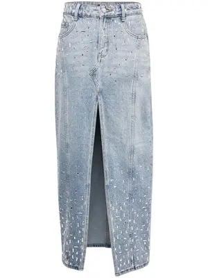 Retrofete Crystal-embellished Denim Skirt - Blue